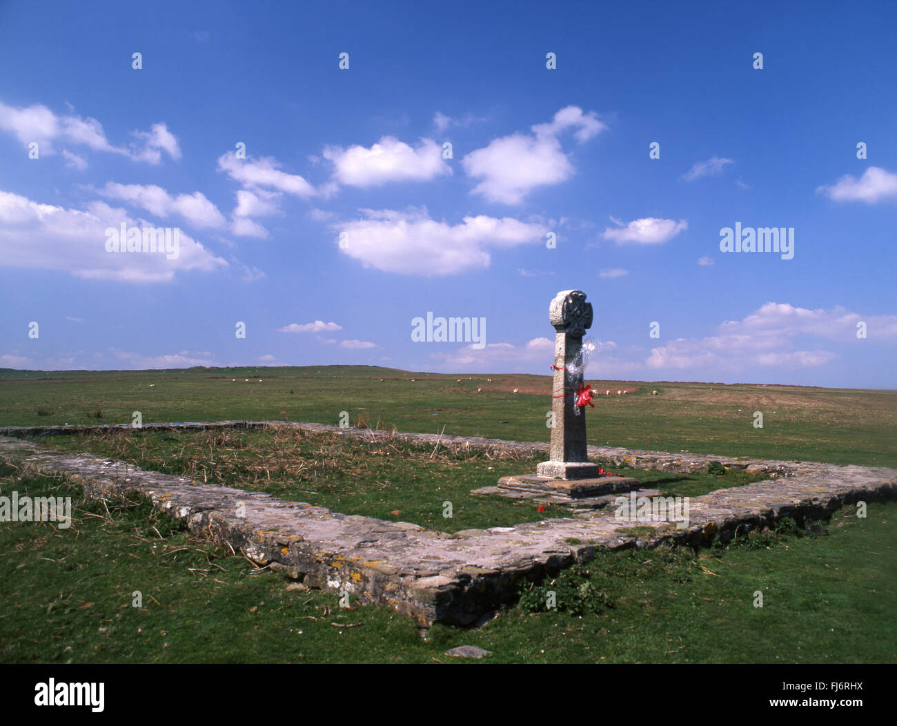 Site of Capel Gwladys remote chapel on Gelligaer Common upland moor ...