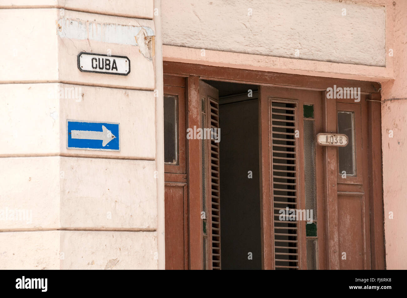 door with direction Cuba, Havana Stock Photo - Alamy