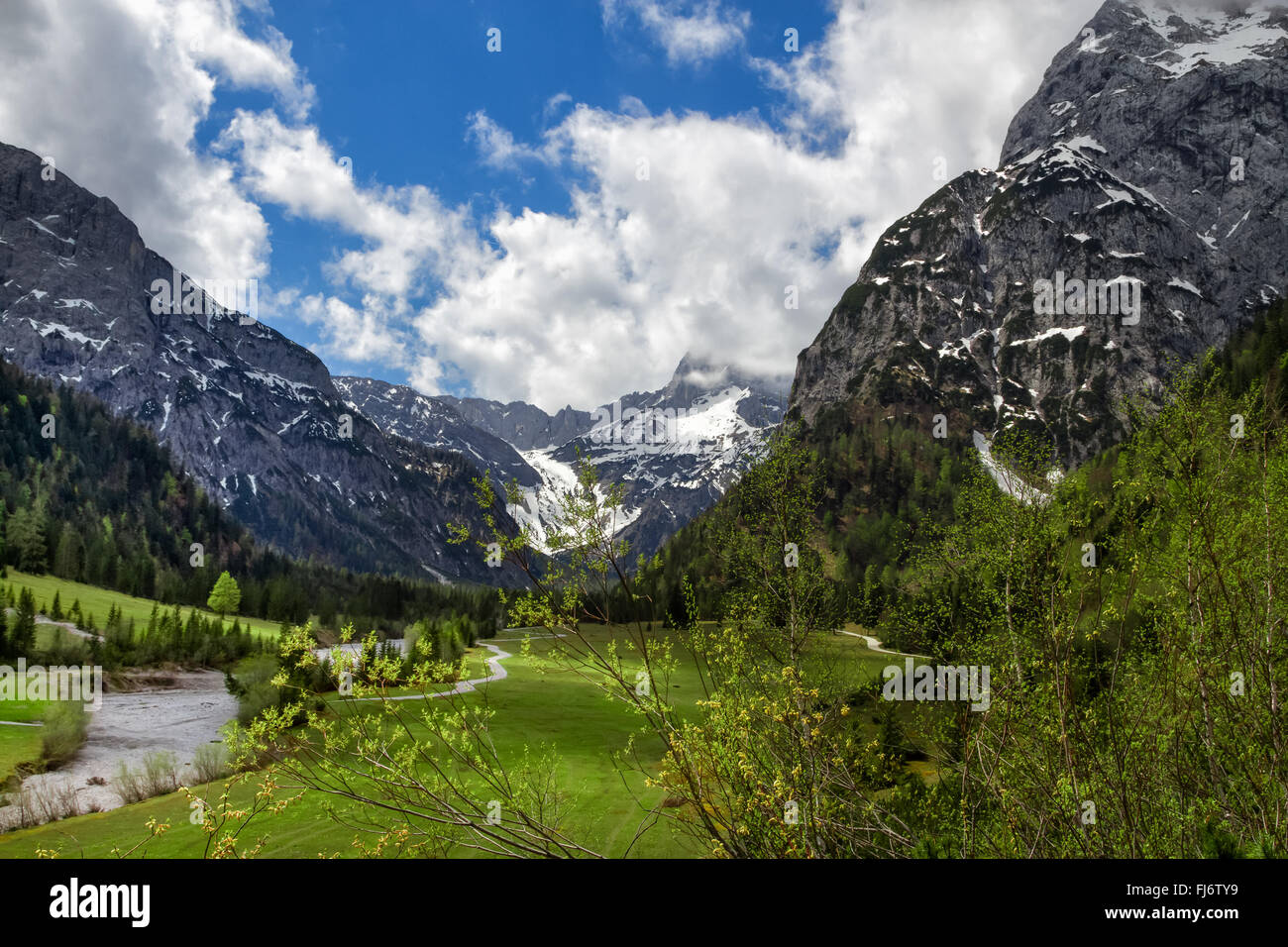 Spring Mountain Alpine Landscape, Austria, Tyrol Stock Photo - Alamy