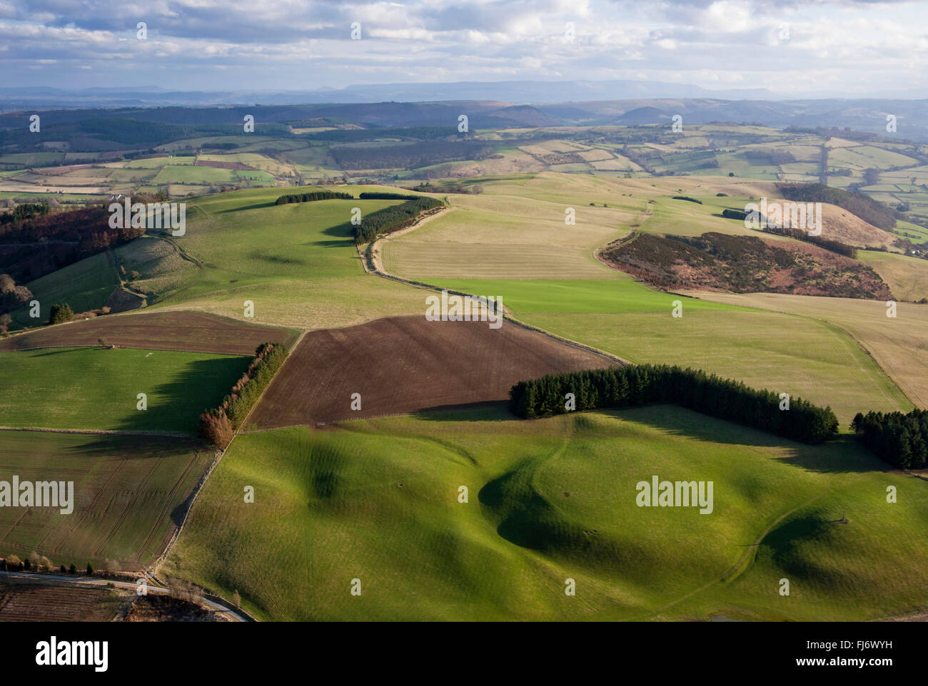 Offa's Dyke aerial view of ancient border frontier earthwork Wales ...