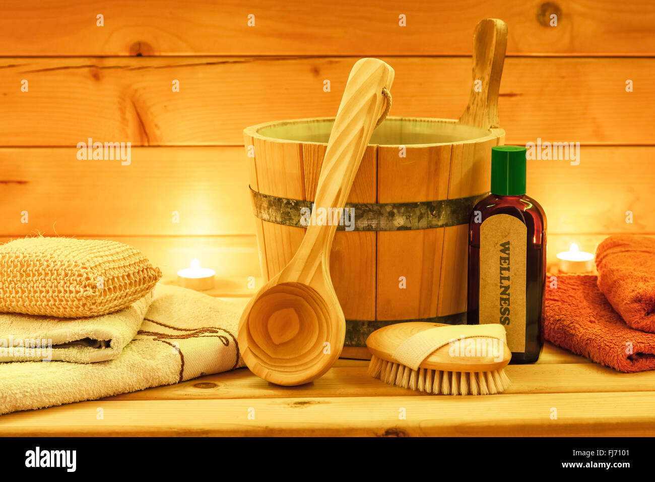 Relax Sauna Still life with sauna accessories Stock Photo - Alamy