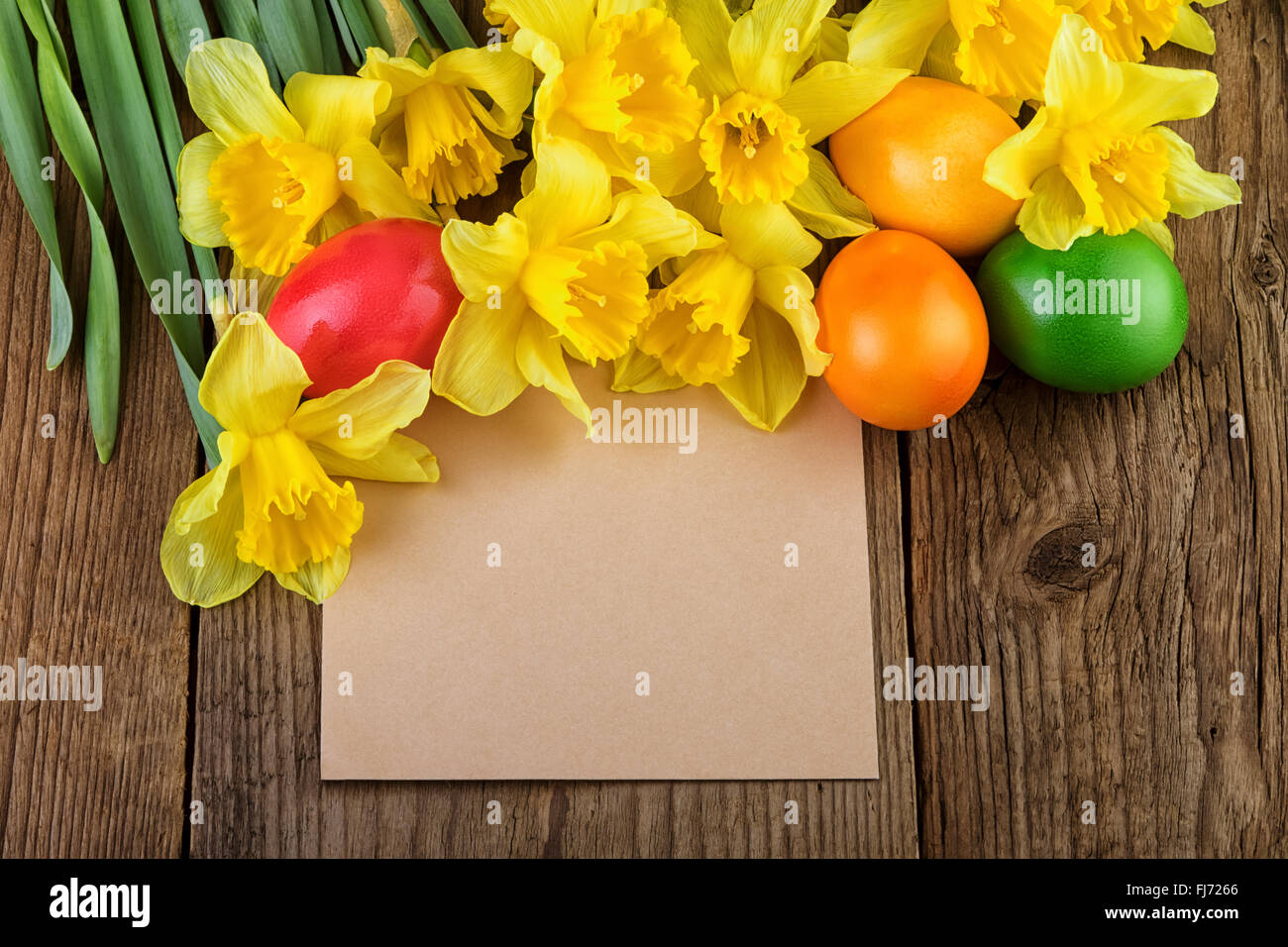 Daffodil flowers Easter Card with text space Stock Photo - Alamy