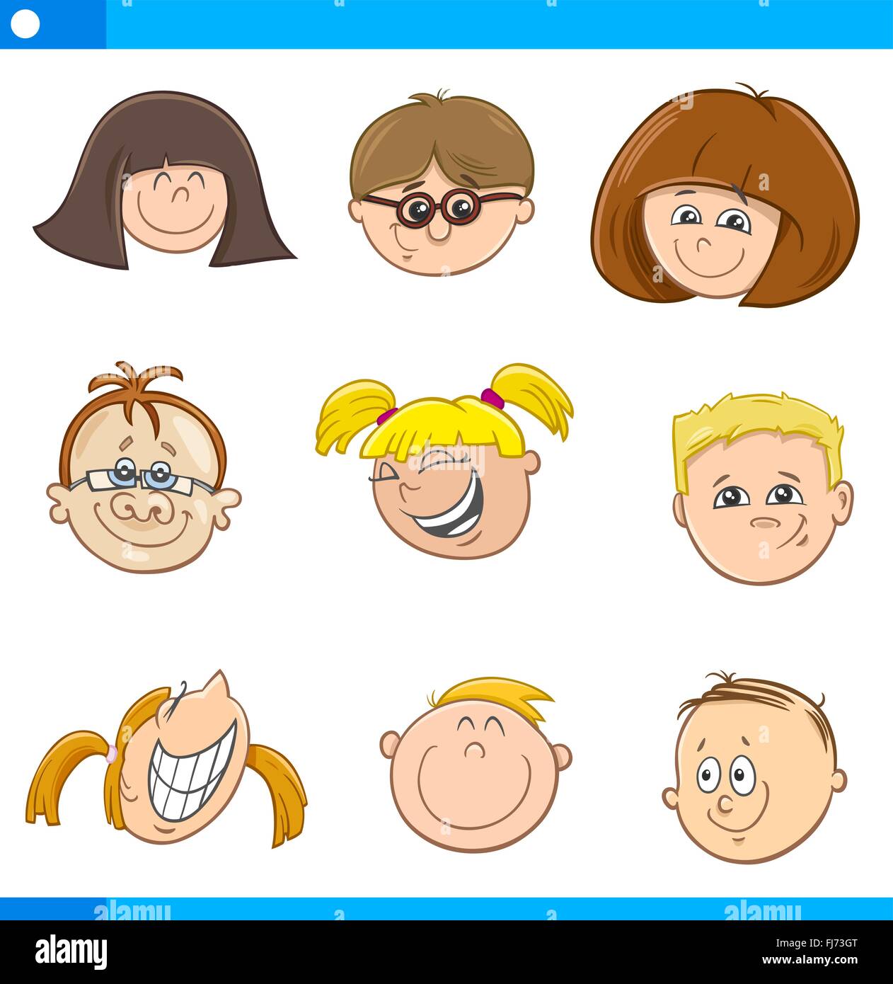 Cartoon Illustration of Cute Children Faces Set Stock Vector Image ...