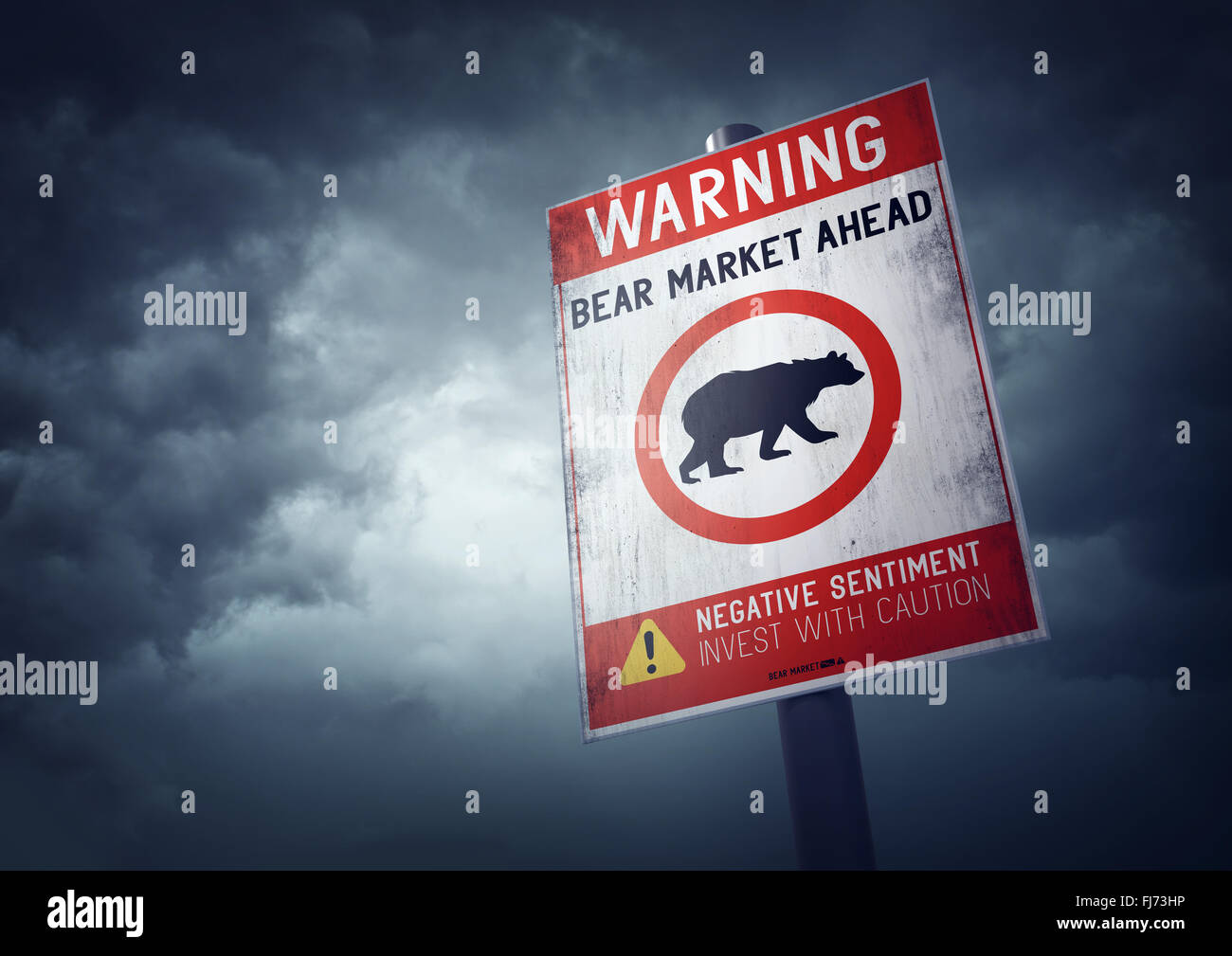 Bear stock market warning sign with growing storm clouds Stock Photo ...
