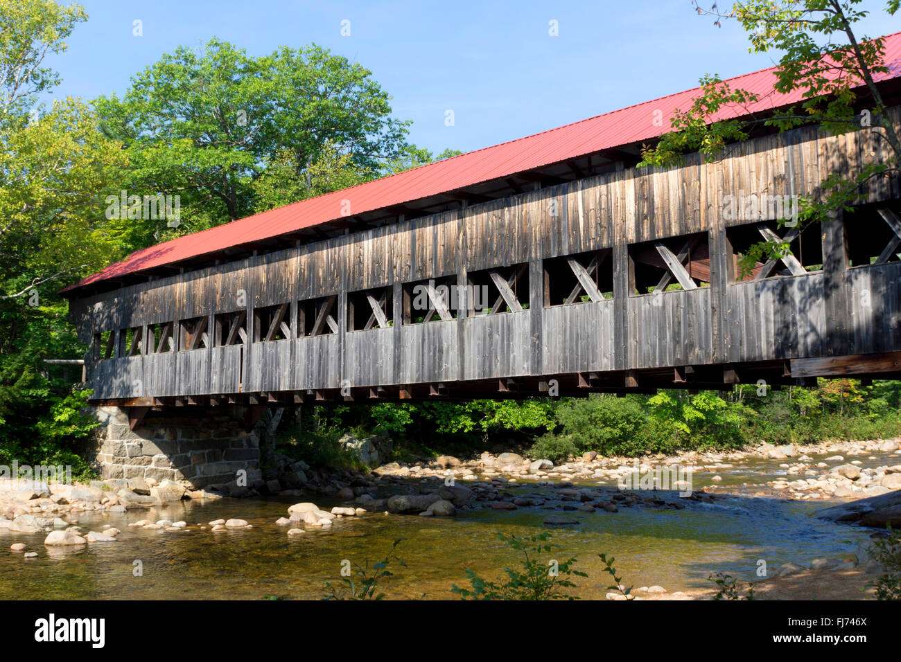 Covered bridge over the Swift River in the White Mountain National ...