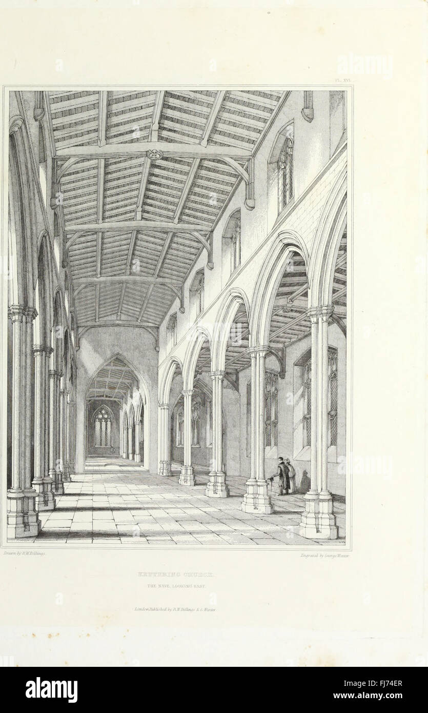 Detailed architectural drawings of Kettering Church in Northamptonshire ...