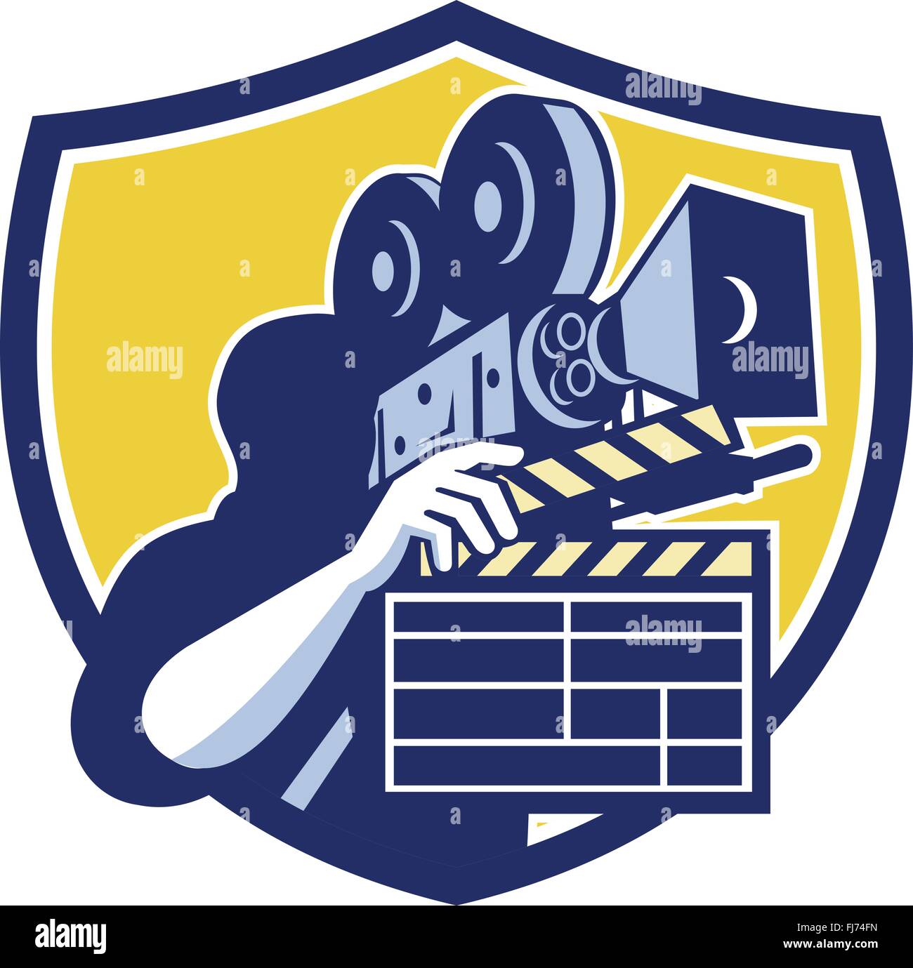 Illustration of a cameraman movie director holding vintage movie film ...