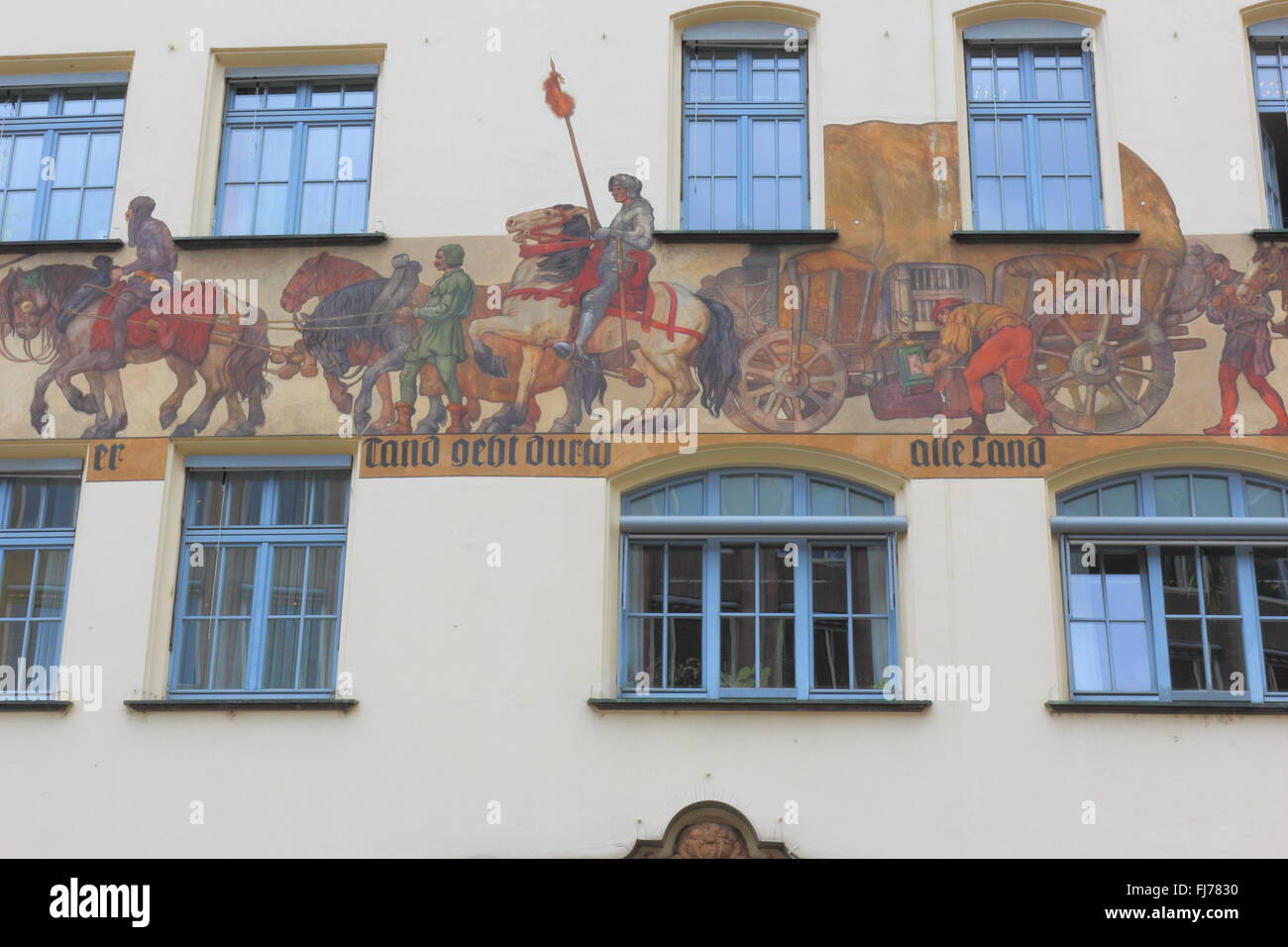 The house of merchant guild with a painting, Nuremberg, Bavaria ...