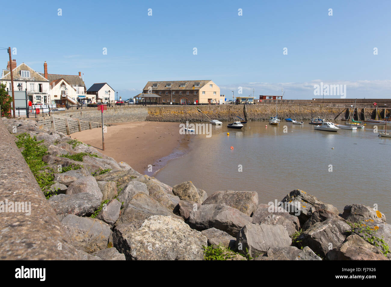Somerset coast harbour Minehead England uk in summer with blue sky on a ...