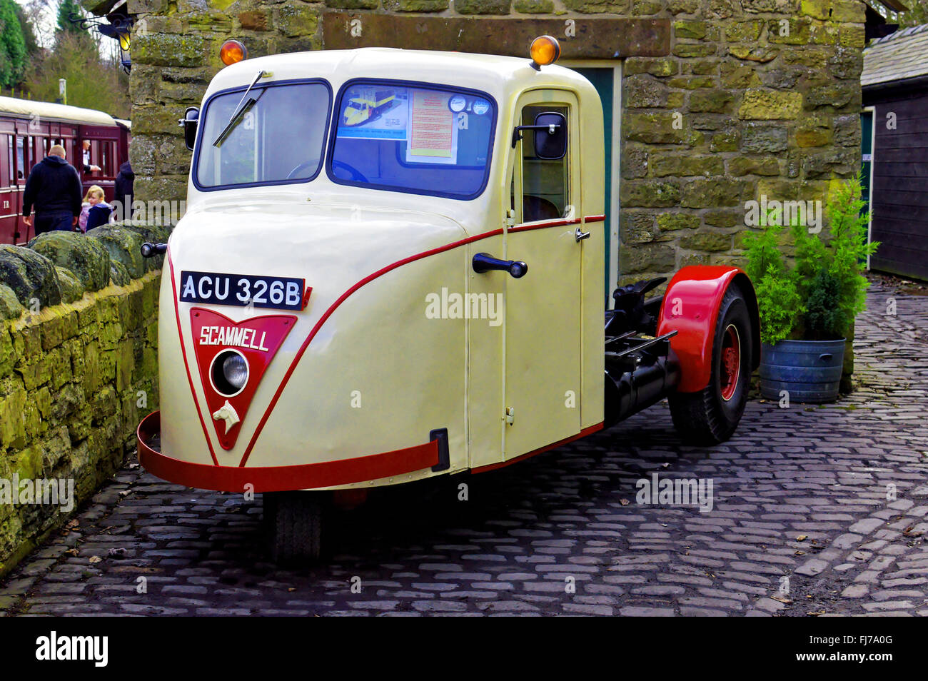 1964 Scammell three wheeler lorry at Tanfield Railway Stock Photo - Alamy