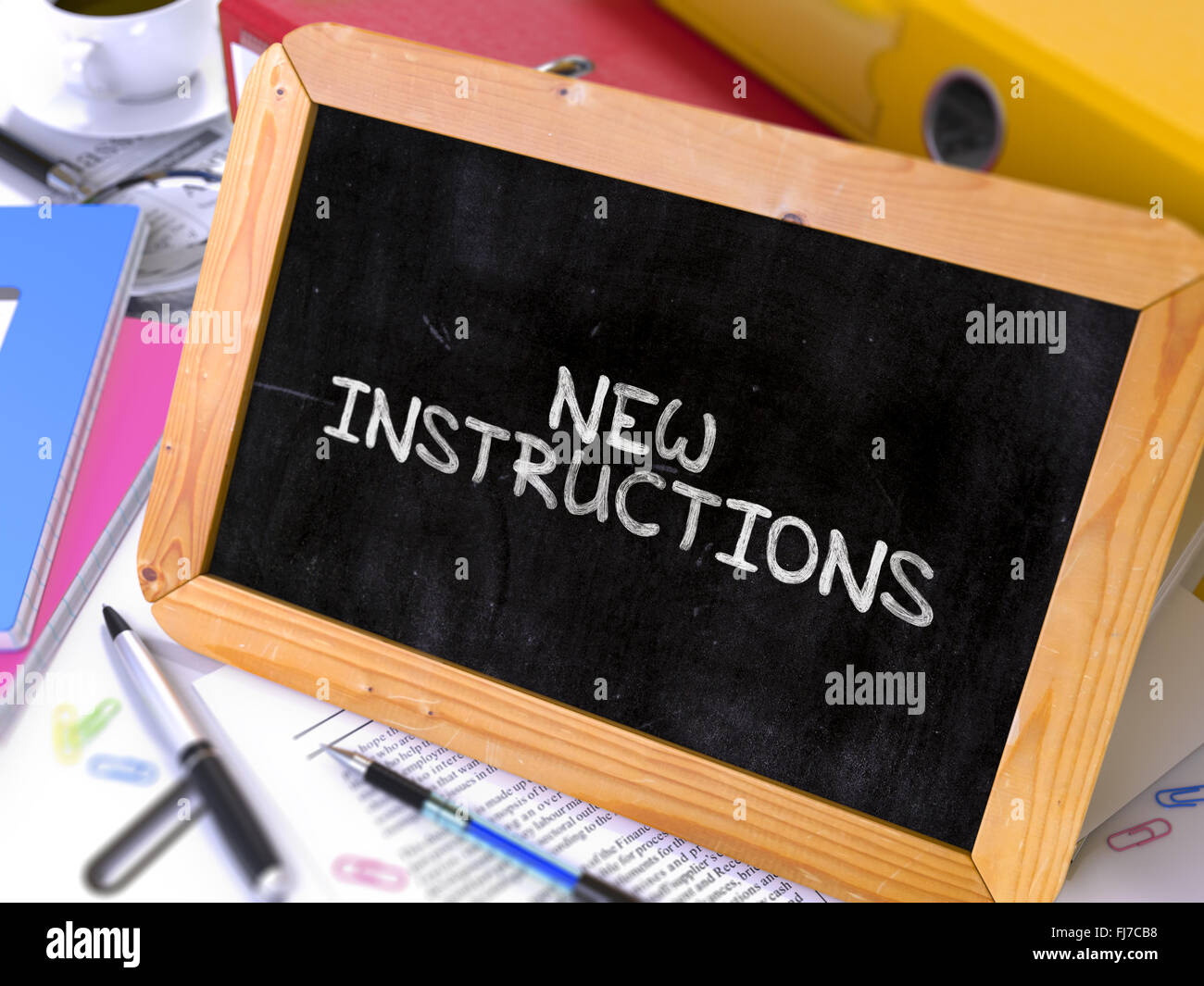 New Instructions Handwritten by White Chalk on a Blackboard Stock Photo ...