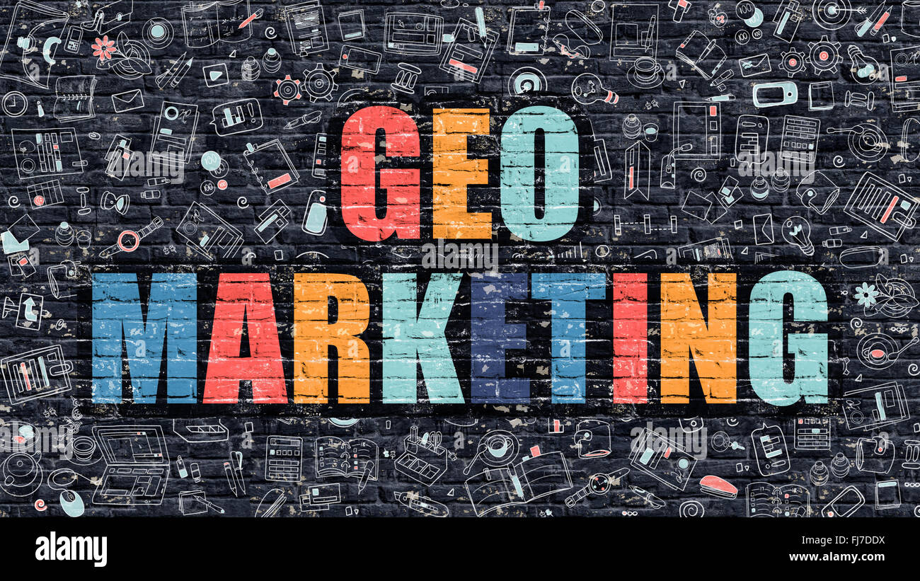 Geo Marketing Concept with Doodle Design Icons Stock Photo - Alamy