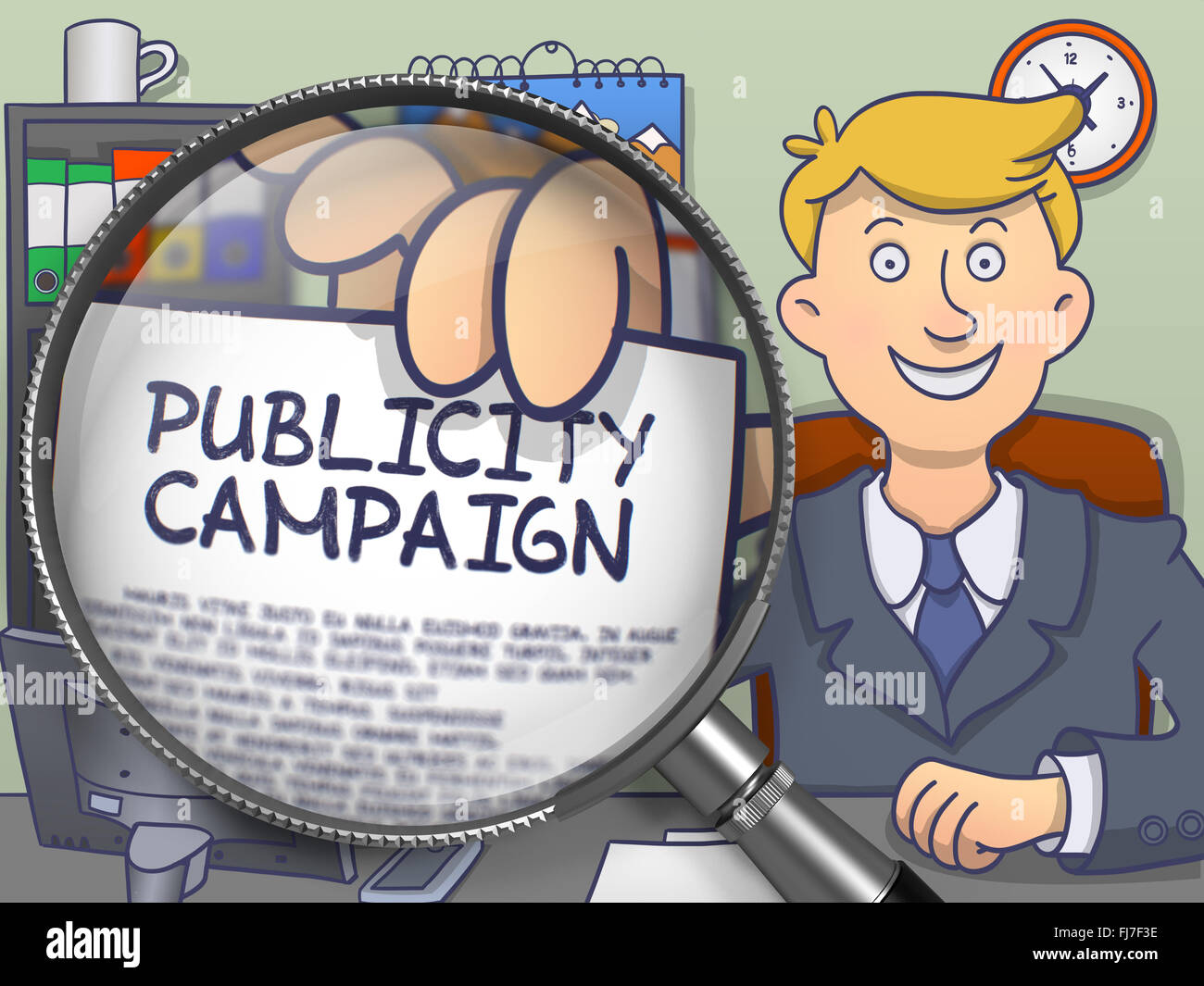 Publicity Campaign through Magnifying Glass. Doodle Design Stock Photo ...