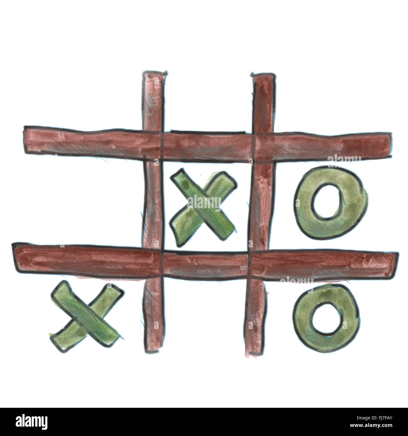 Green Tic Tac Toe cartoon watercolor isolated Stock Photo - Alamy