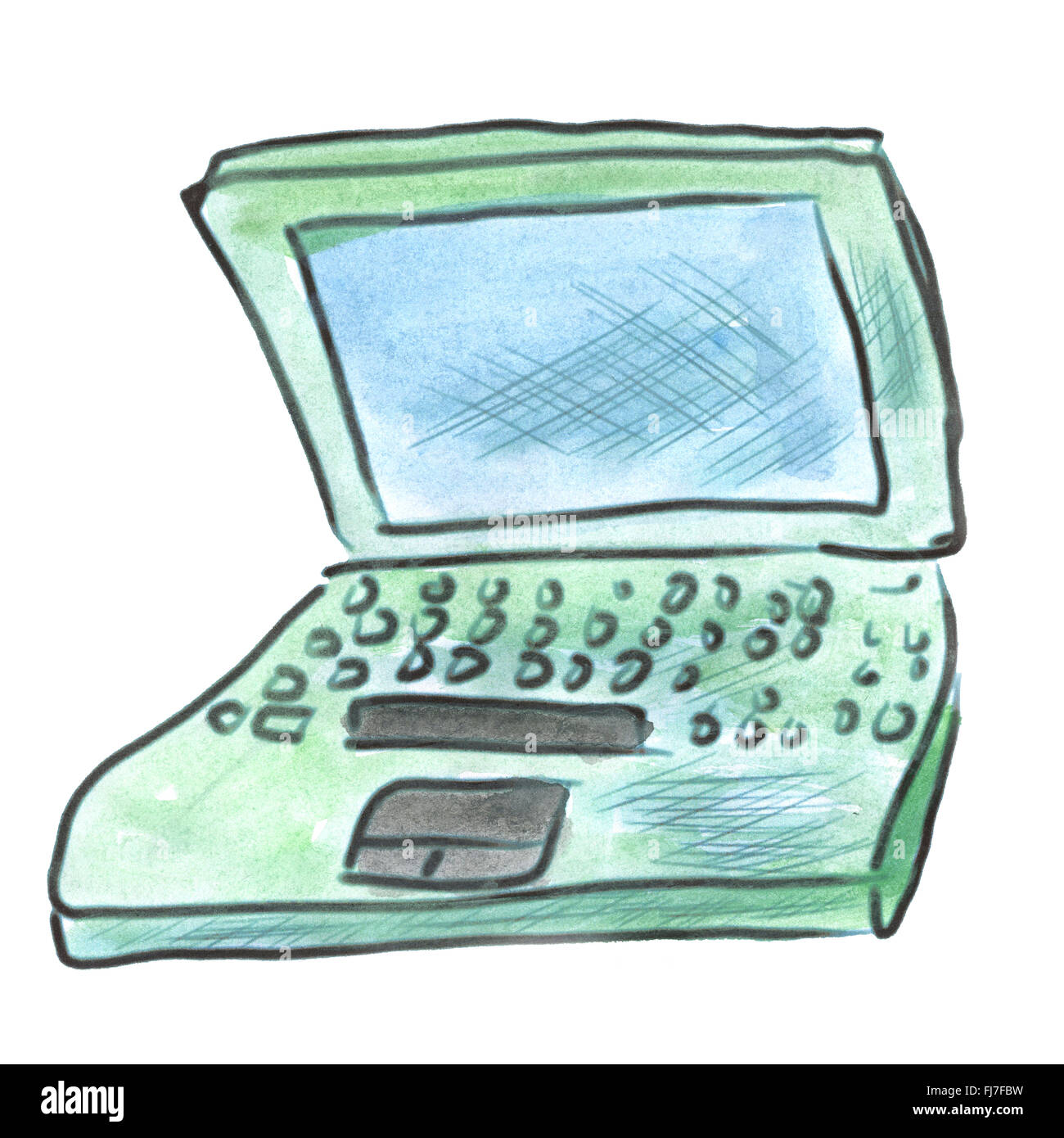 green notebook isolated cartoon watercolor Stock Photo - Alamy