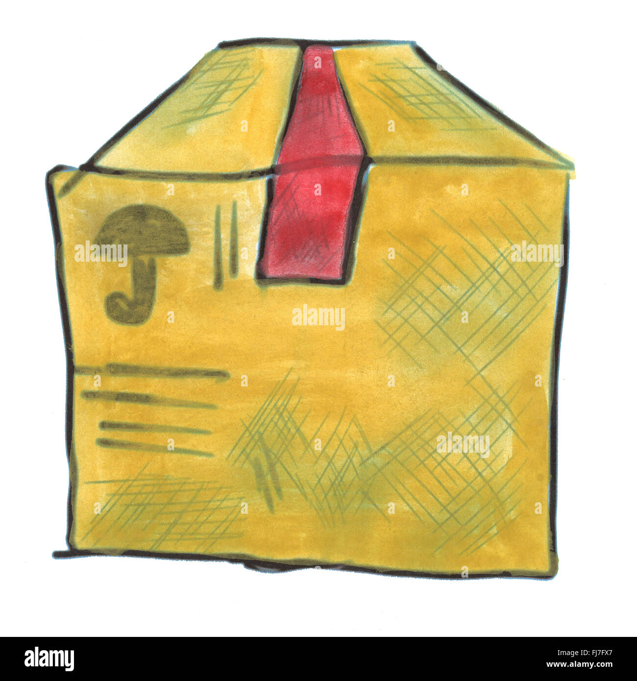 yellow carton cartoon watercolor isolated handmade Stock Photo - Alamy