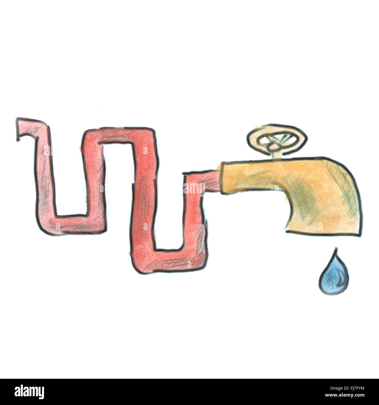 faucet cartoon watercolor isolated handmade Stock Photo - Alamy