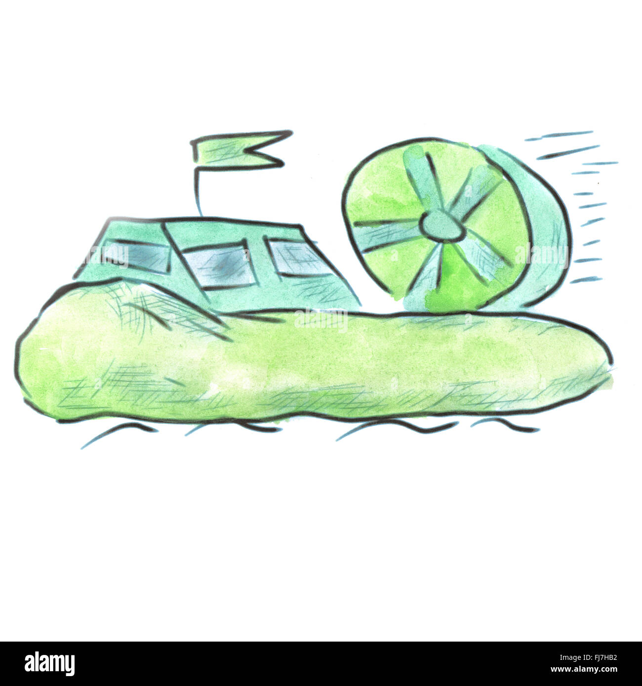 green inflatable cartoon watercolor isolated Stock Photo - Alamy
