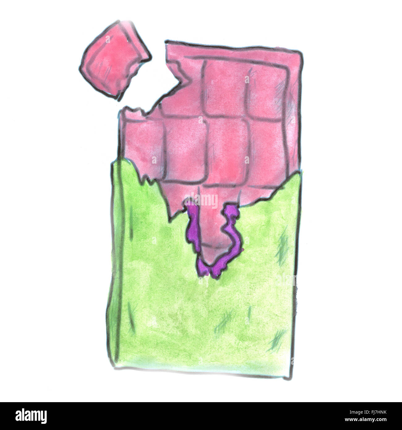 Pink chocolate cartoon watercolor isolated Stock Photo - Alamy