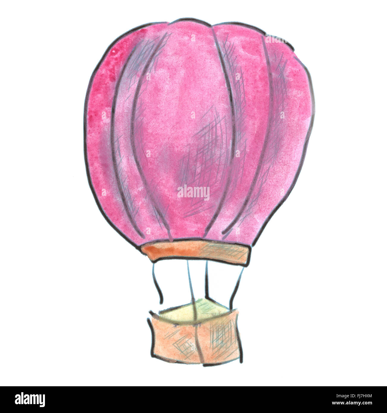 flying pink ball basket cartoon watercolor isolated Stock Photo - Alamy