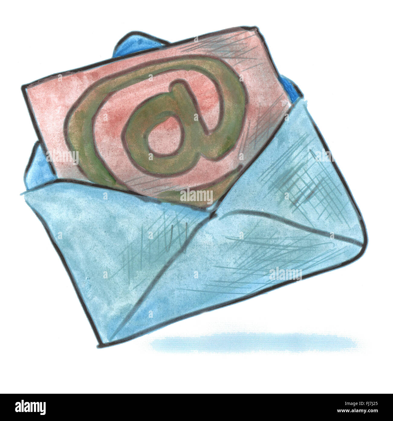 envelope blue cartoon watercolor isolated Stock Photo - Alamy