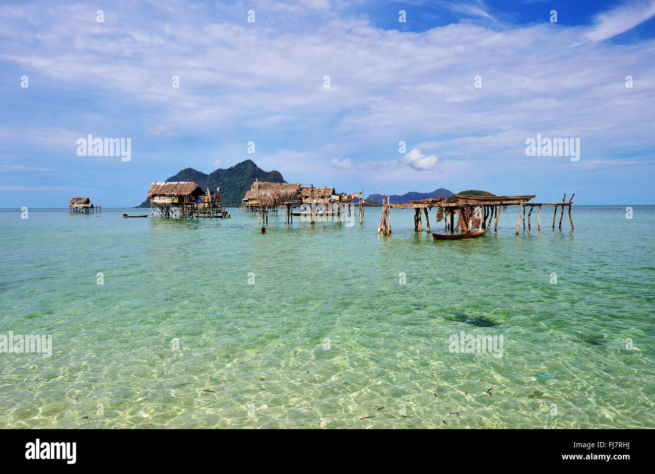 Bajau laut stilt house village in Maiga island, Semporna, Sabah Borneo ...