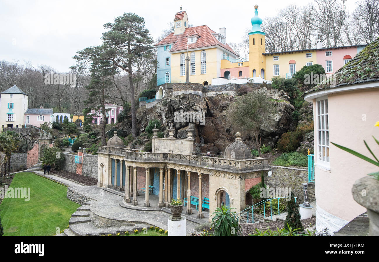 At Portmeirion,Port Meirion Italianate village,Gwynedd, Wales,U.K Stock ...