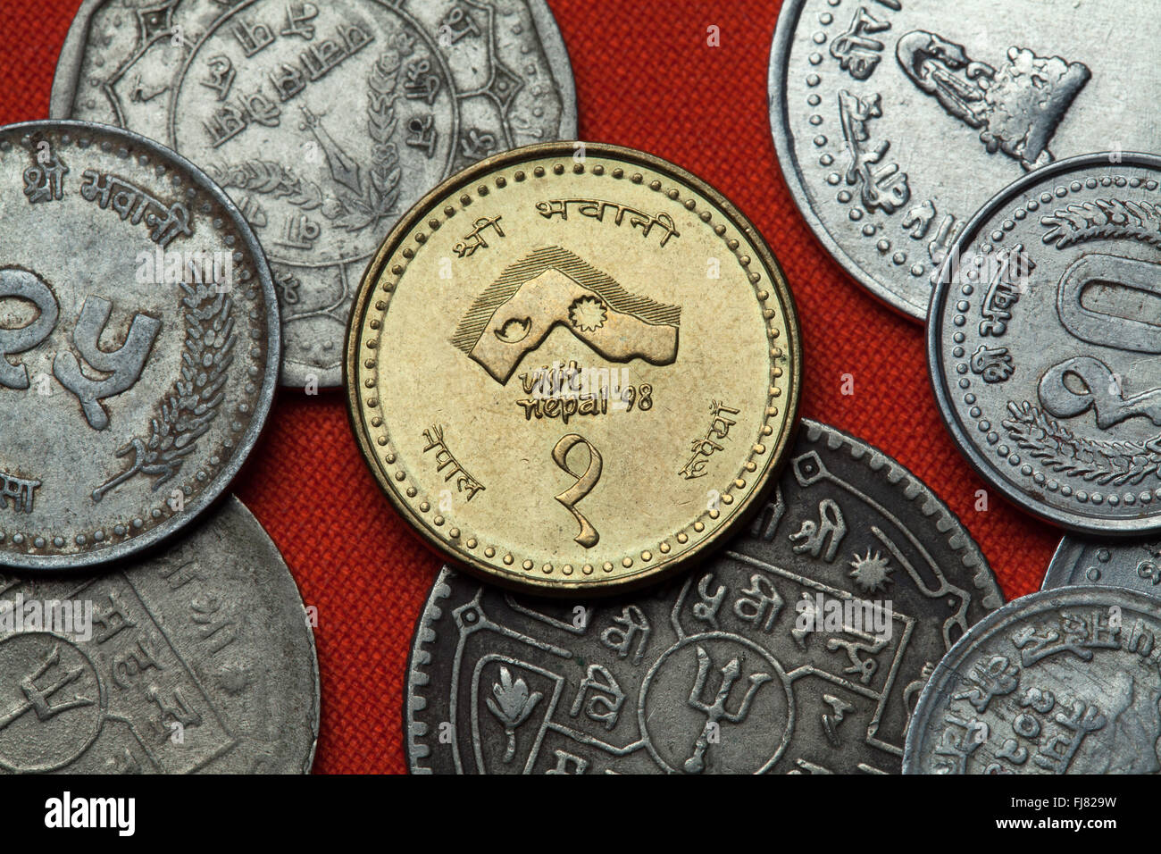 Coins of Nepal. Nepalese commemorative one rupee coin dedicated to the ...