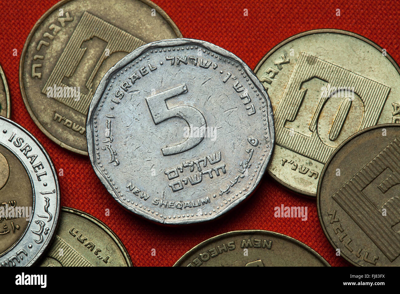 Coins of Israel. Israeli five new shekels coin Stock Photo - Alamy