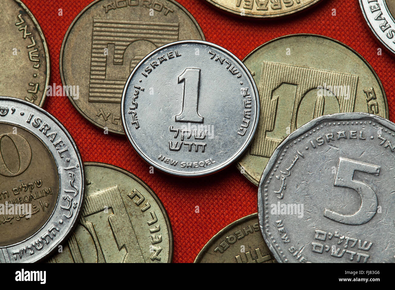 Coins of Israel. Israeli one new shekels coin Stock Photo - Alamy