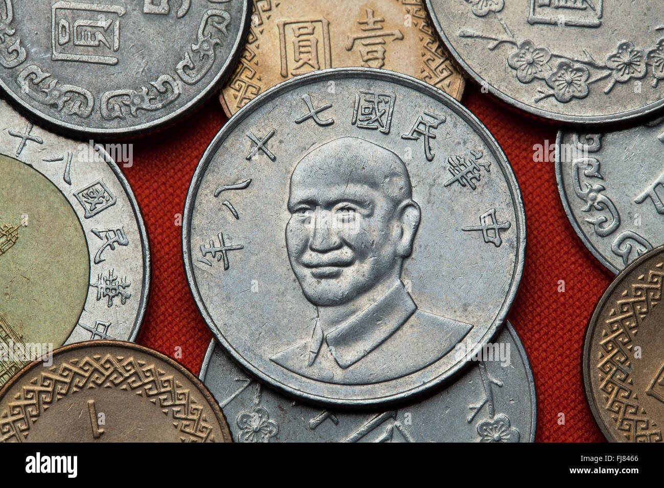 Coins of Taiwan. Taiwan president Chiang Kai-shek depicted in the ...