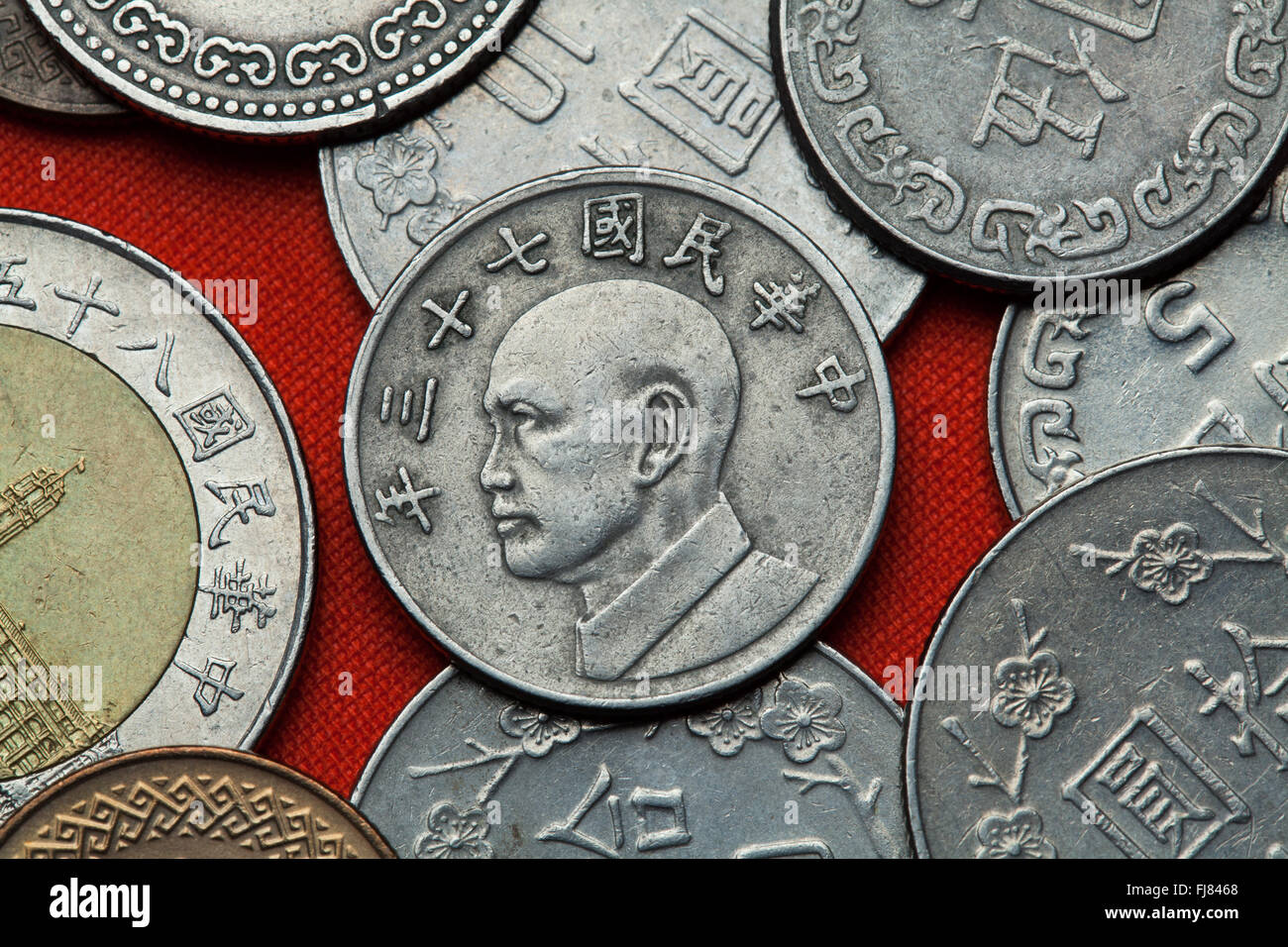 Coins of Taiwan. Taiwan president Chiang Kai-shek depicted in the ...