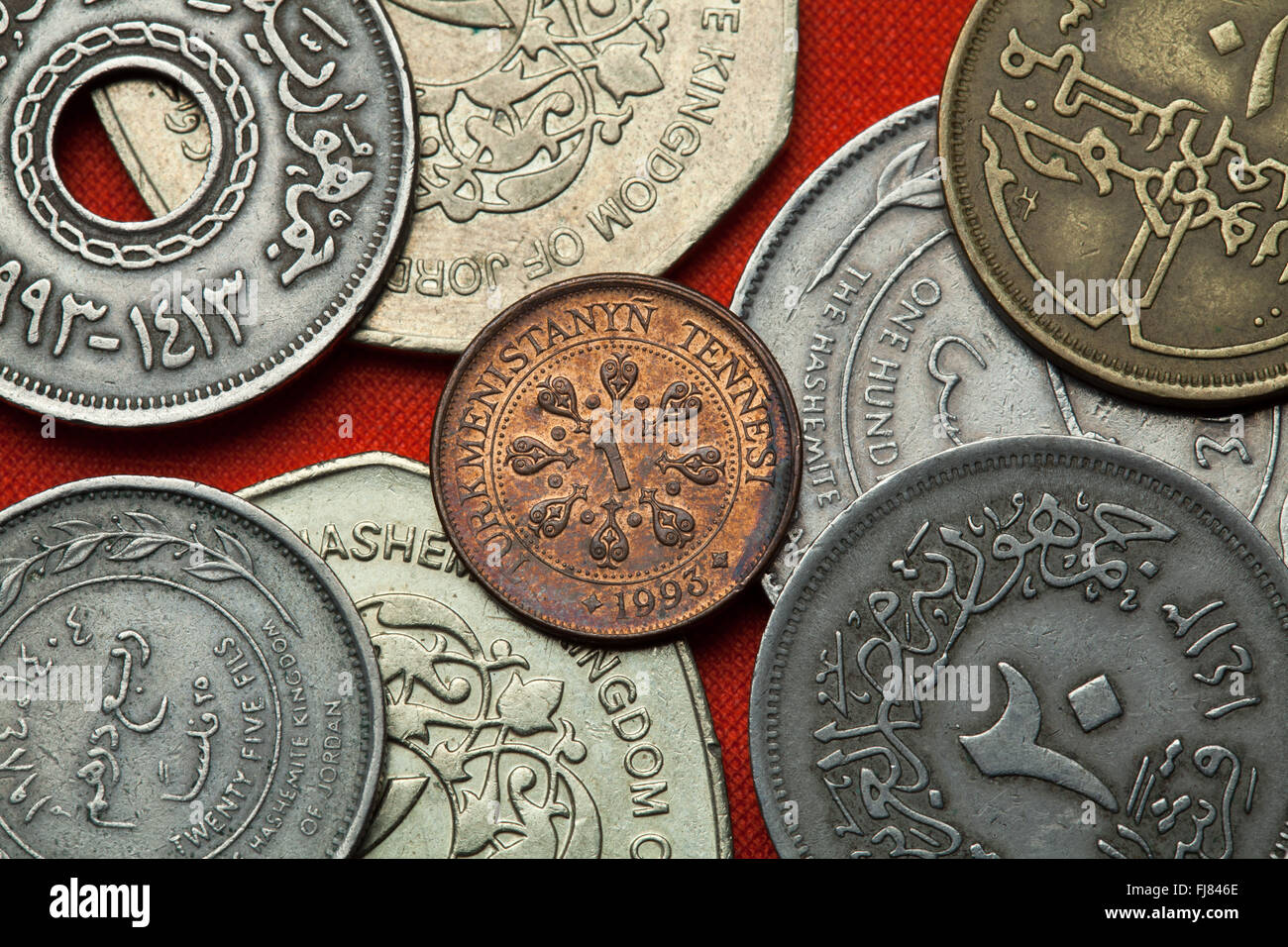 Coins of Turkmenistan. Turkmenistan one tenge coin Stock Photo - Alamy