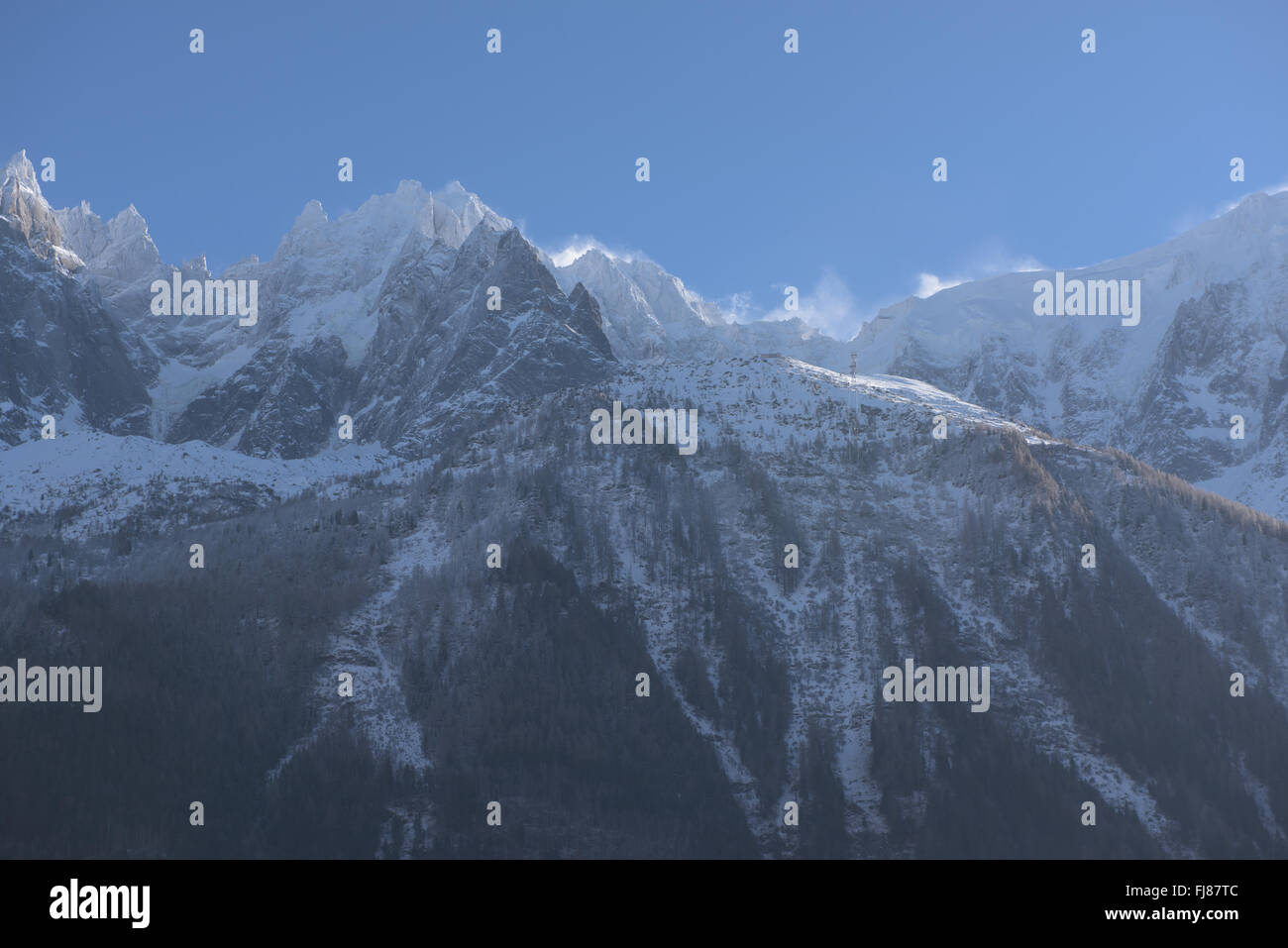 French alps mountain peaks covered with fresh snow. Winter landscape ...