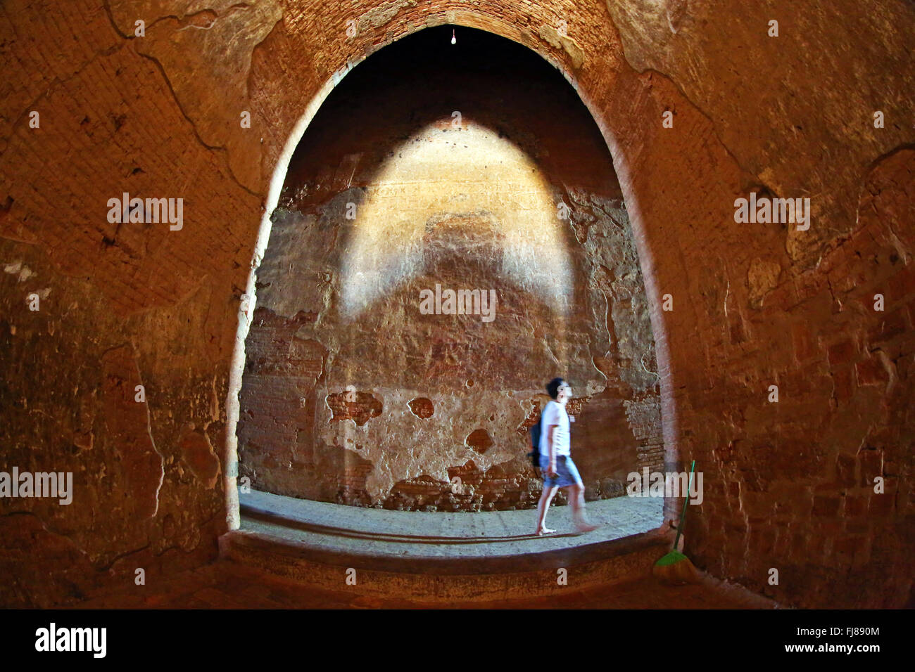 Shadows and light inside the passages of Dhammayangyi Temple Pagoda in ...