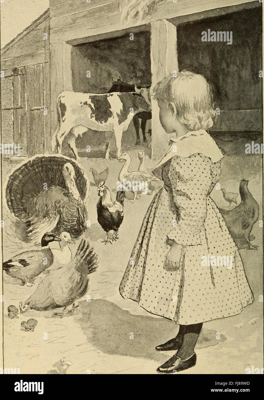 Among the Farmyard People, a depiction of rural life and farm animals ...