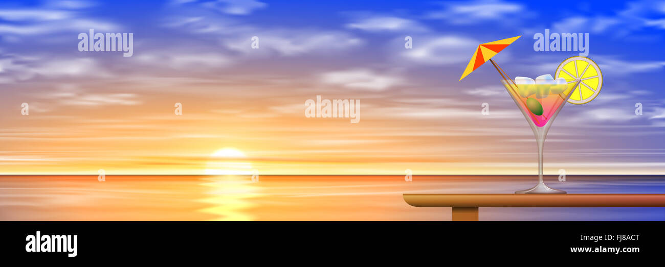 Cocktail Drink with Sunset, Sunrise. Vector EPS 10 Stock Photo - Alamy