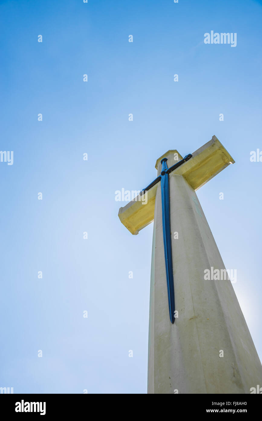 Christian cross with blue clear sky 2 Stock Photo - Alamy
