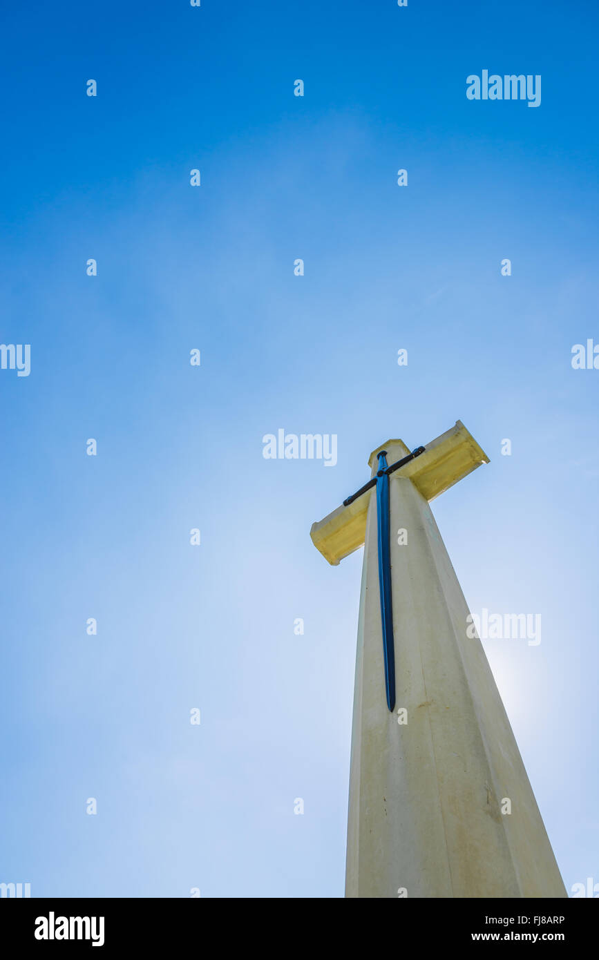 Christian cross with blue clear sky Stock Photo - Alamy