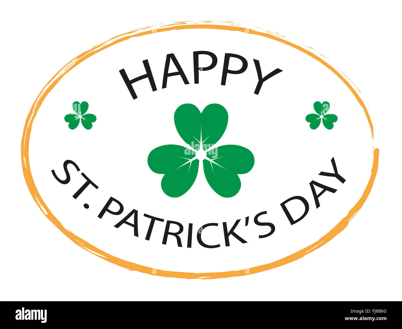 Happy St Patricks Day stamp style symbol with green shamrock ...