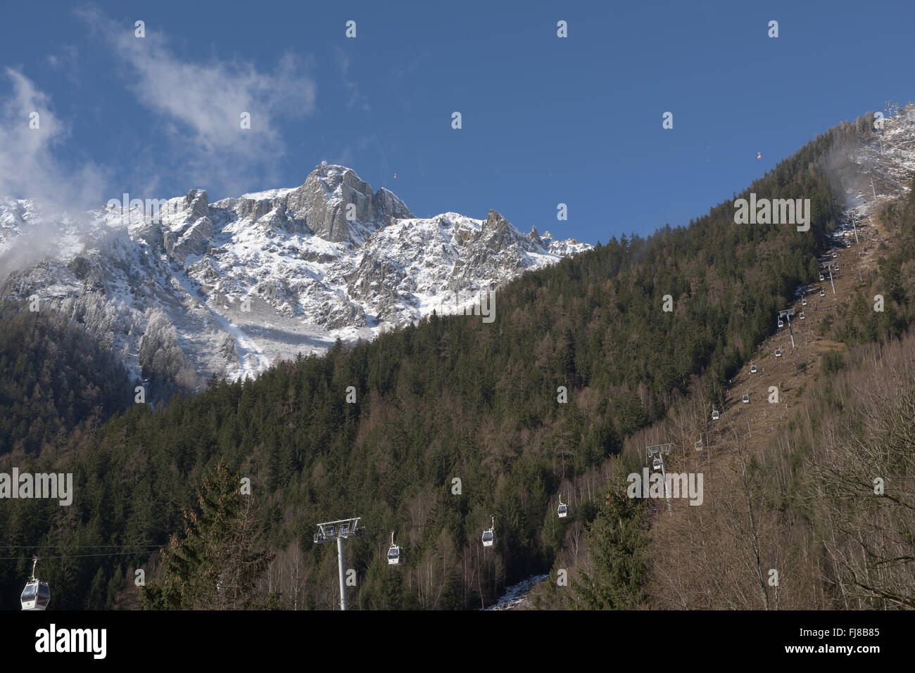 French alps mountain peaks covered with fresh snow. Winter landscape ...