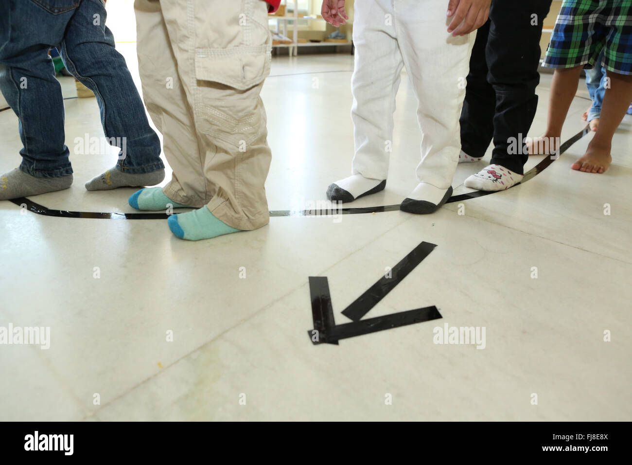 Children walk in a line Stock Photo - Alamy