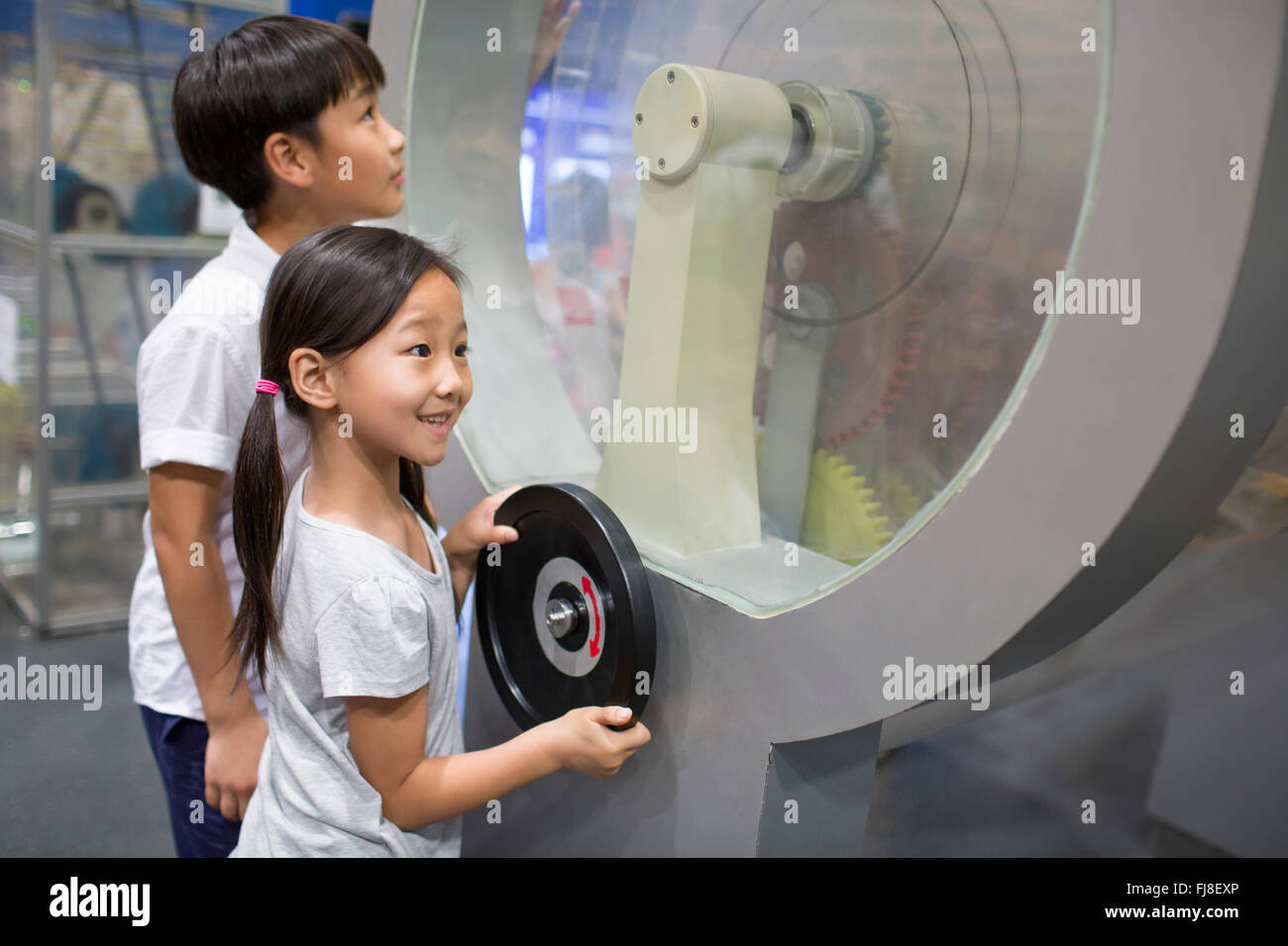 Chinese children in science and technology museum Stock Photo - Alamy