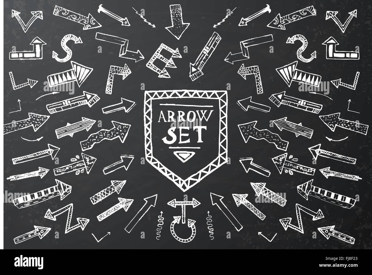 Hand drawn arrow icons set on black chalk board. Vector Illustration ...