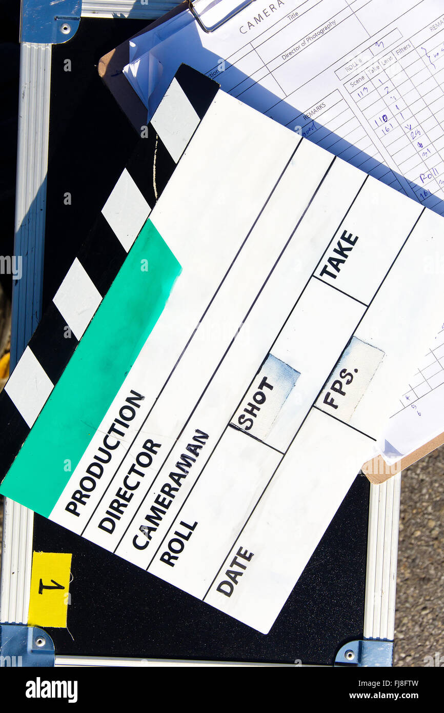Film Slate on set Stock Photo - Alamy