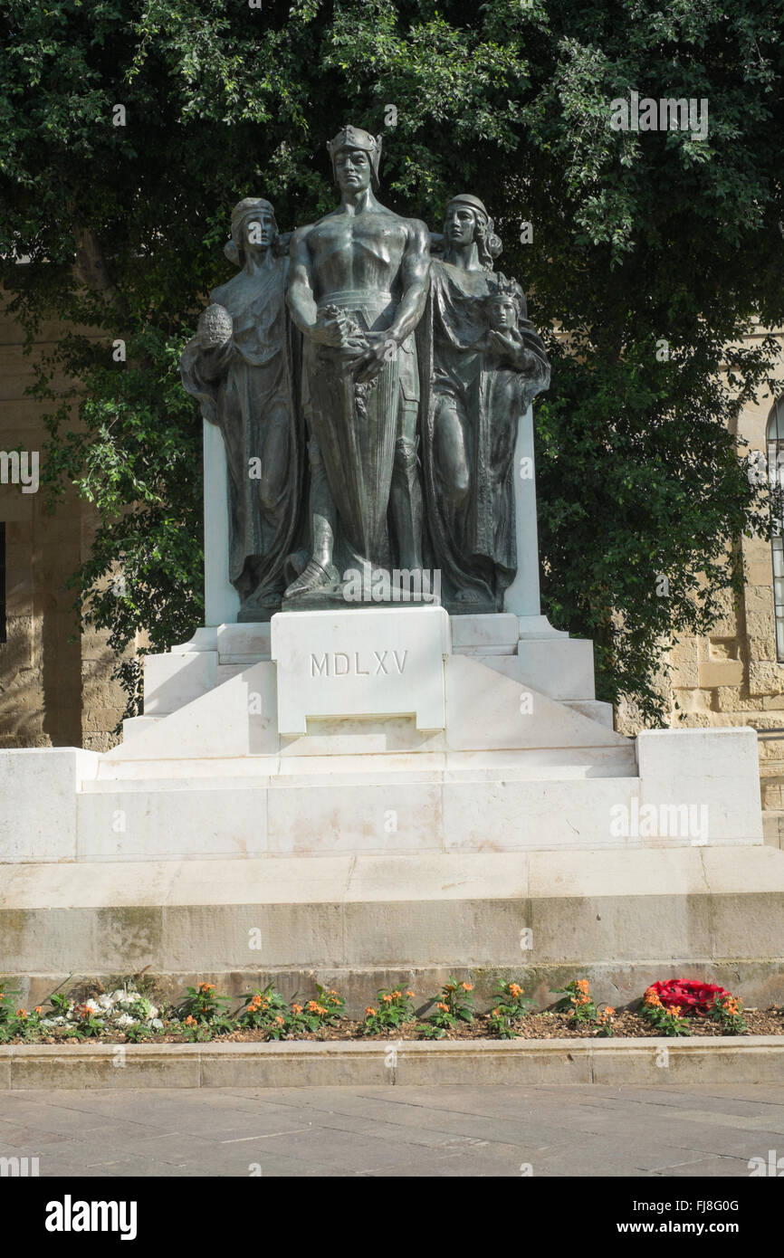 Bronze statue outside St John's cathedral in Republic Street,Valletta ...