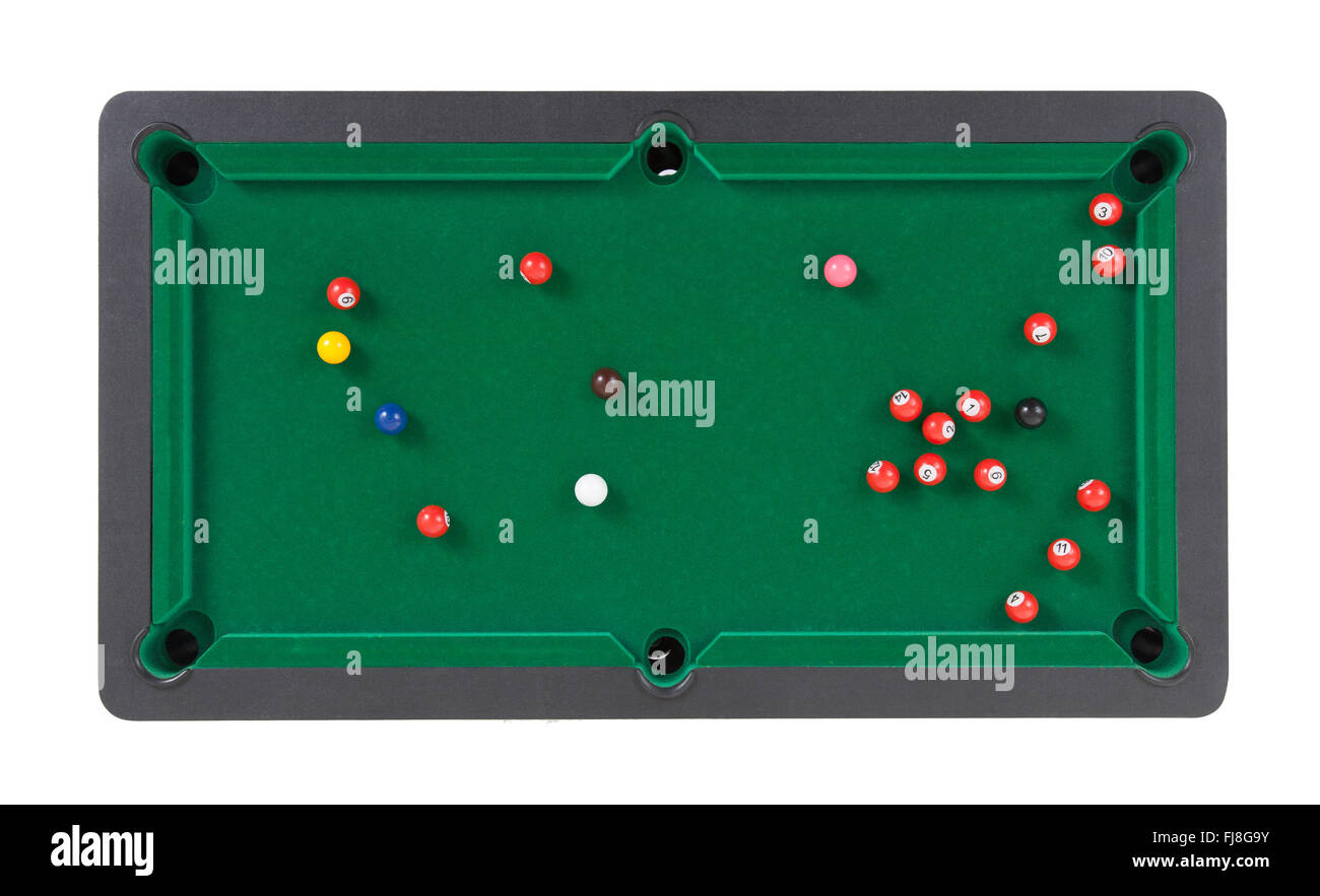 Miniature billiard table on a white background Stock Photo - Alamy