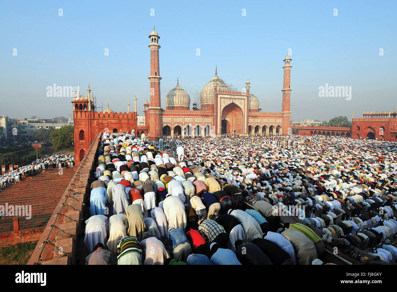 Jama Masjid, Muslim men praying in mosque, Delhi, India, Asia Stock ...