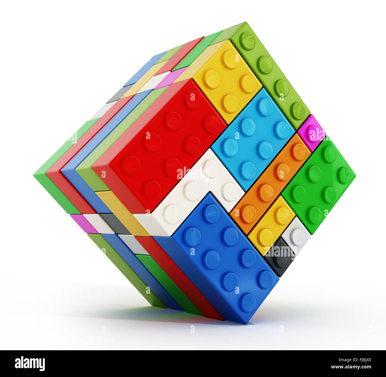Multi colored toy blocks cube isolated on white background Stock Photo ...