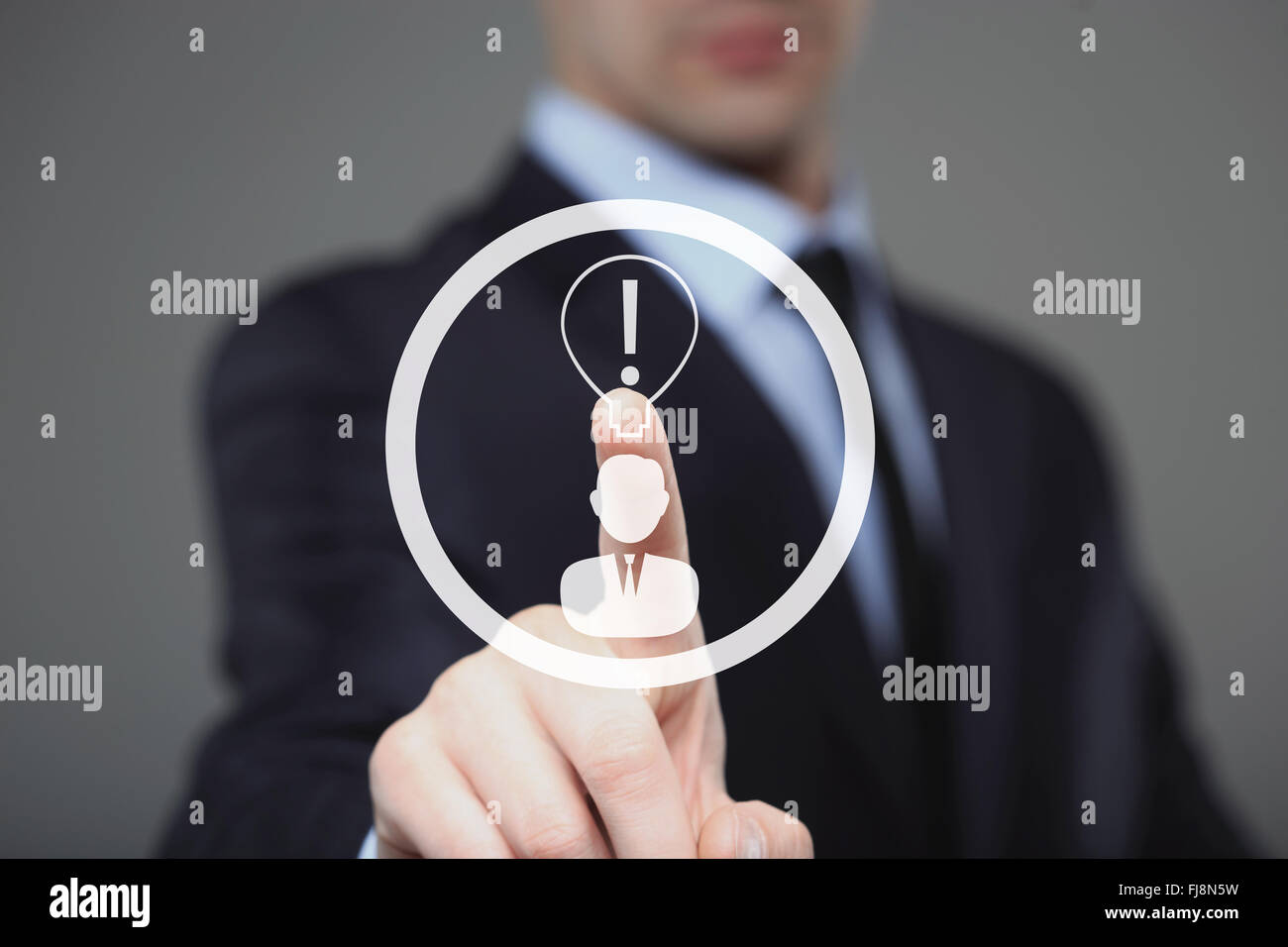 business, technology concept - businessman pressing button with bulb on ...